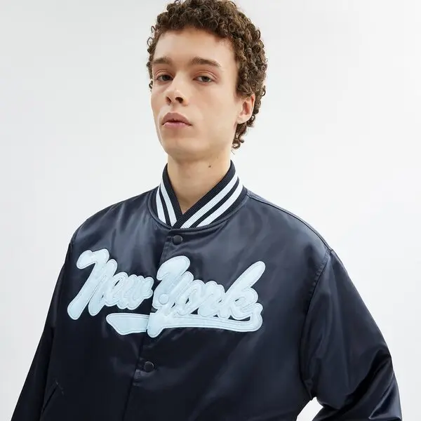 Coach New York Souvenir Varsity Jacket In Navy Blue - 50% Off